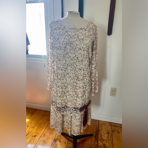 Dresses | Vintage Lace 3s 40s Flapper Style Long Sleeve Dress ...